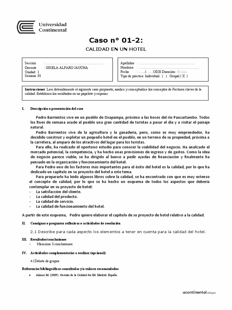 SEMANA01 - GUÍA DE CASO N 01-2 Solucion | PDF | Cliente | Hotel