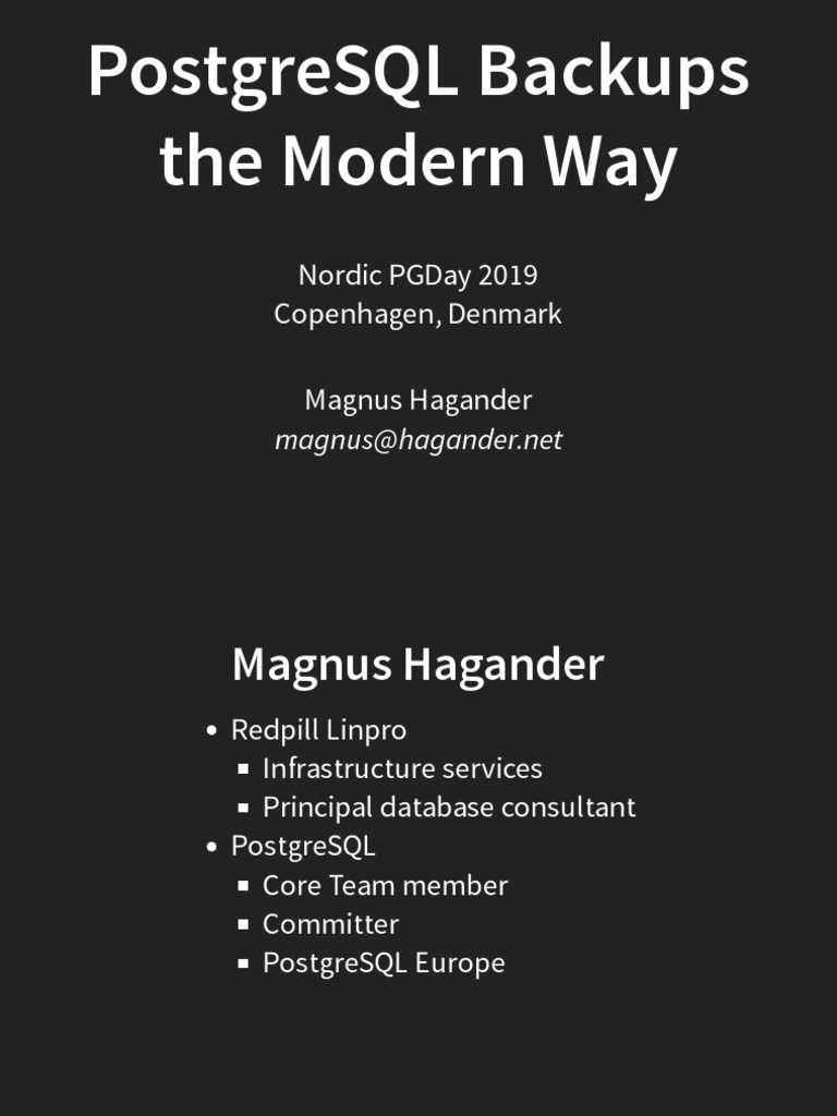 Modern PostgreSQL Backups: A Guide to Effective Use of pg_basebackup ...