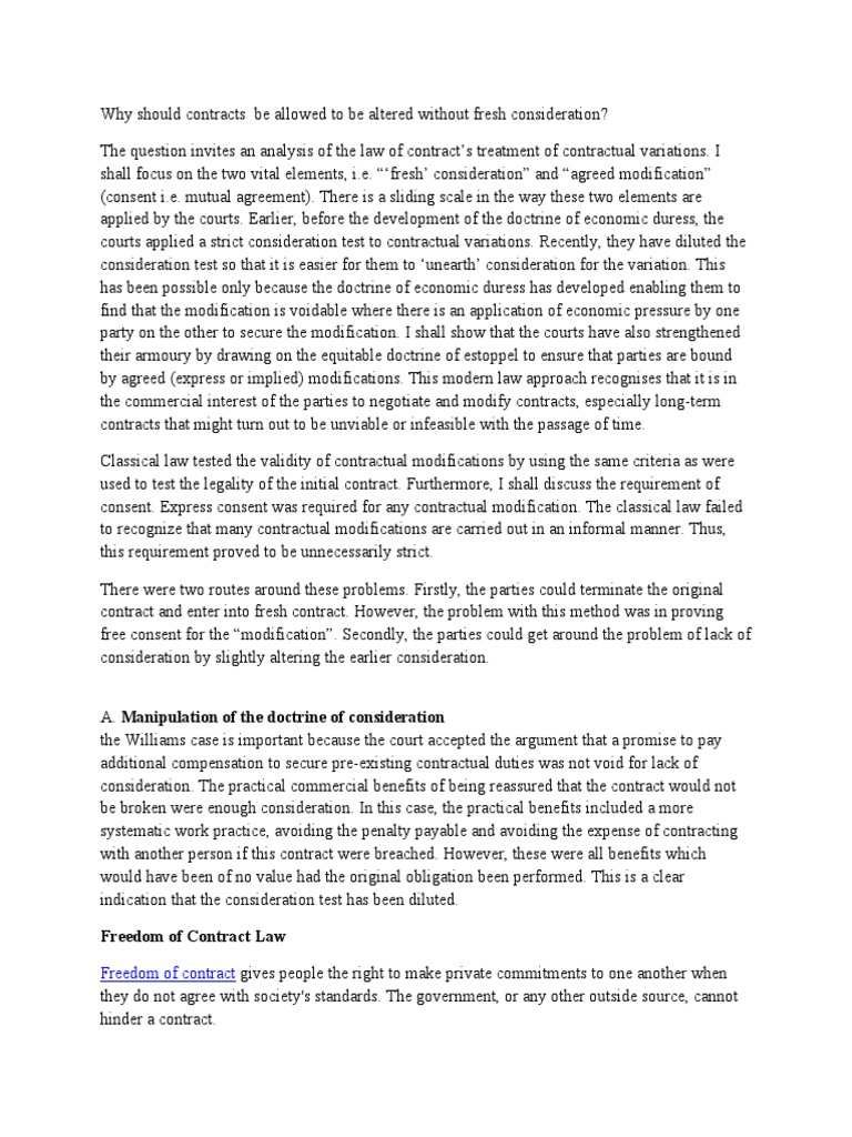 Freedom of Contract | PDF | Consideration | Common Law