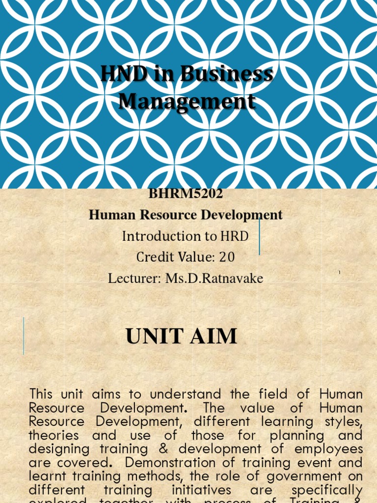 Session 1 - Introduction To HRD | PDF | Human Resource Management ...
