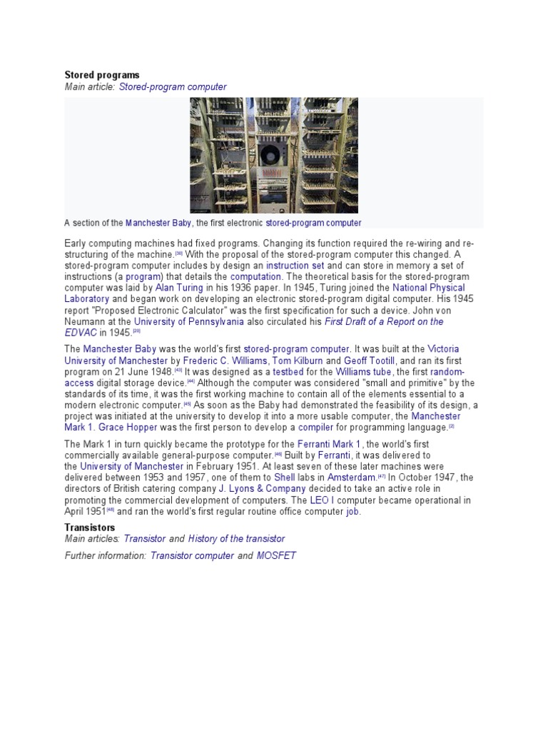 Main Article:: Stored-Program Computer | PDF | Mosfet | Transistor