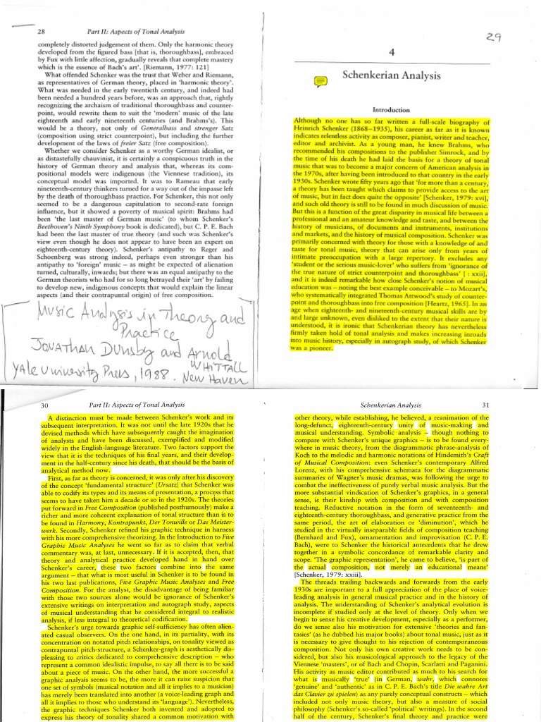 Schenkerian Analysis in Dunsby-Whittall PDF | PDF | Musicology | Music ...