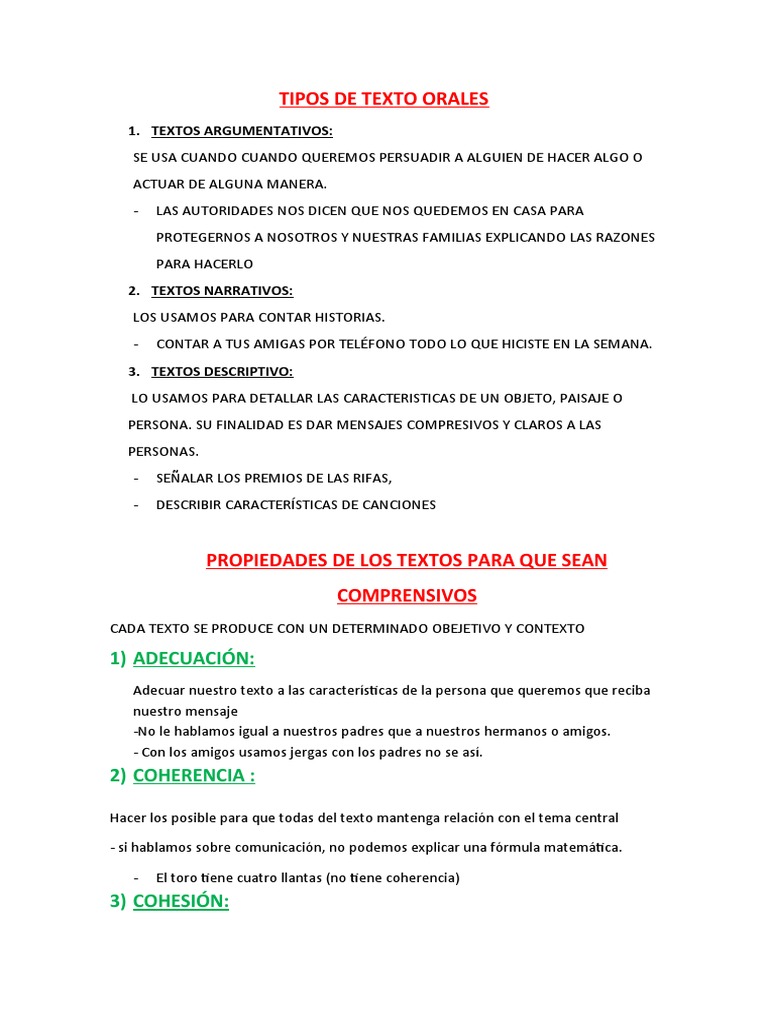 Tipos de Texto Orales | PDF
