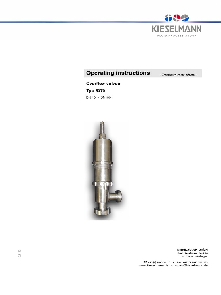 Operating Instructions: Overflow Valves Typ 5076 | PDF | Nut (Hardware ...