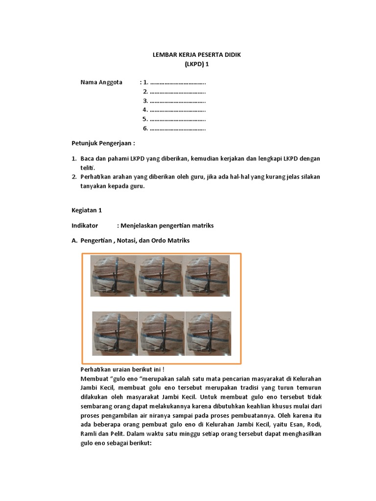 LKPD 1 Matriks Kelas Xi | PDF | Komputer