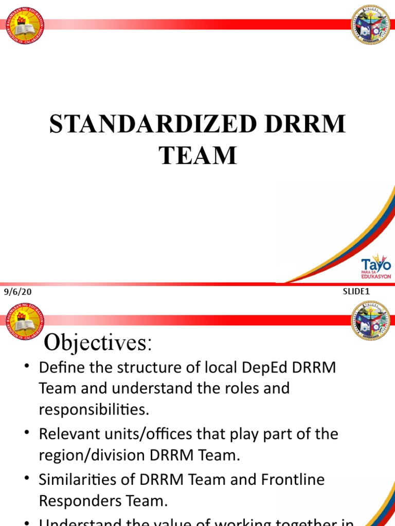 Standardized DRRM Team: Slide1 9/6/20 | PDF | Emergency Management ...