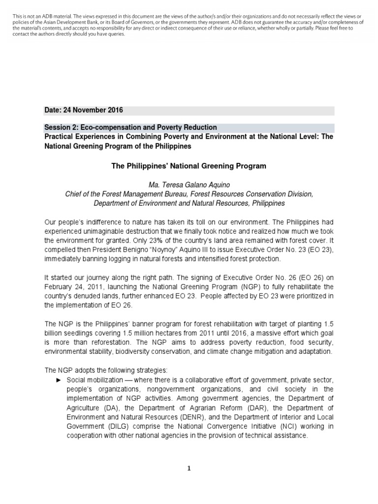 Philippines National Greening Program Overview | PDF | Forestry ...
