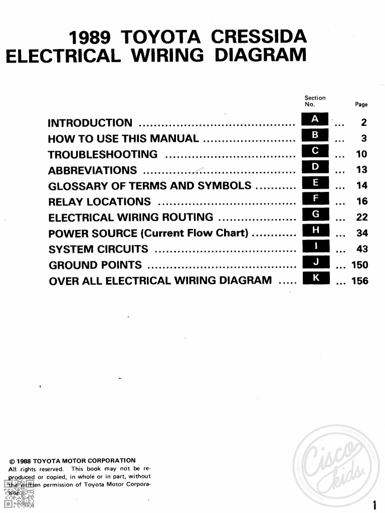 Toyota Cressida Electrical Wiring Diagram: Section No | PDF | Switch ...