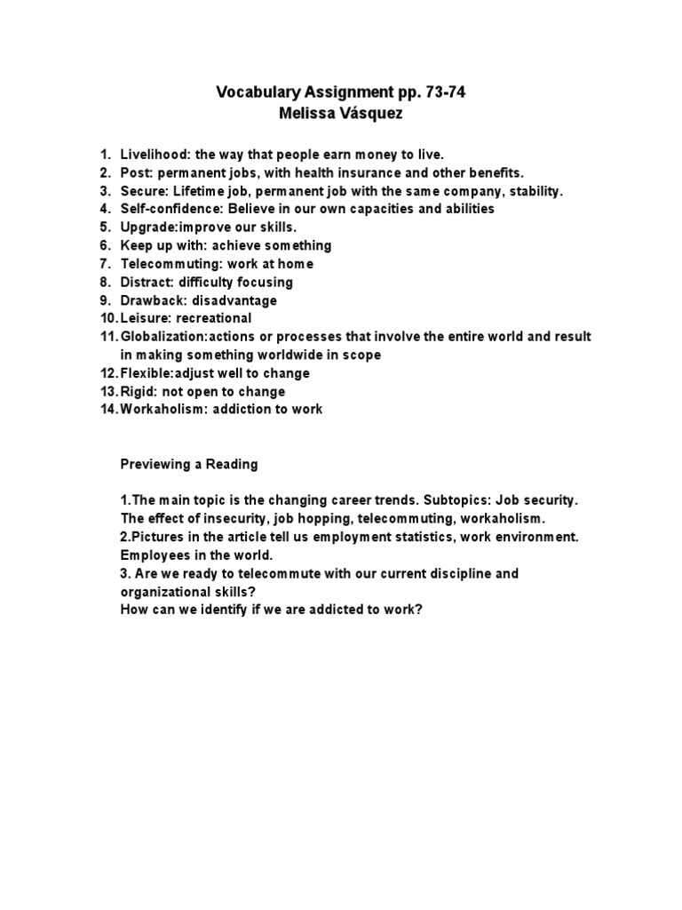 Vocabulary for Career Trends and Skills | PDF