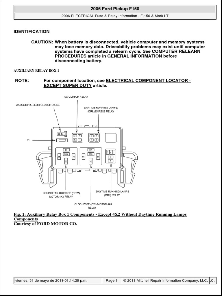 Auxiliary Relay Box 1 | PDF | Ford F Series | Ignition System