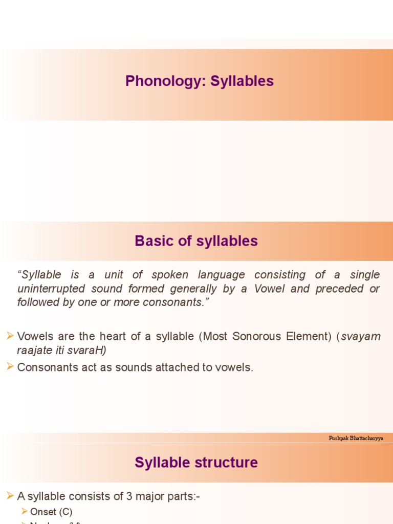 Syllable Structure | PDF | Syllable | Consonant