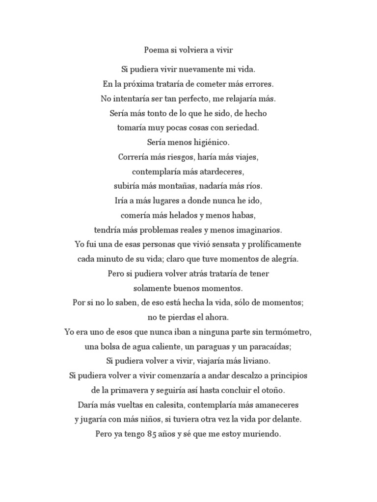 Poema Si Volviera A Vivir | PDF