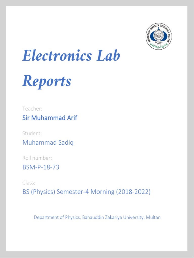 Electronics Lab Reports: Sir Muhammad Arif | PDF | Rectifier | Electrical Equipment