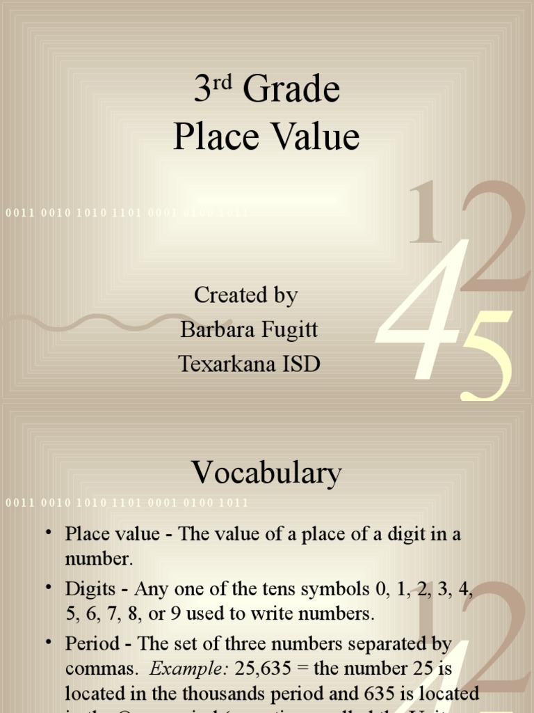 3 Grade Place Value: Created by Barbara Fugitt Texarkana ISD | PDF ...