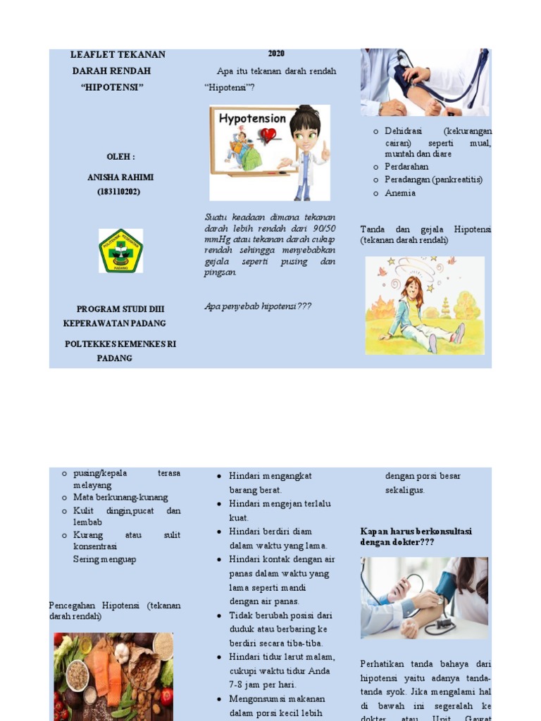 Leaflet Tekanan Darah Rendah | PDF