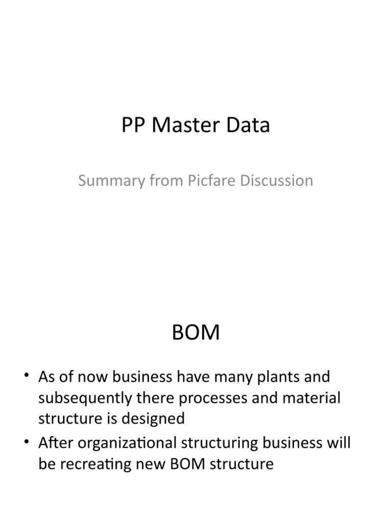 PP-Master Data | PDF