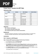 9.2.9 Packet Tracer - Examine The ARP Table | PDF | Router (Computing) | Internet Protocols