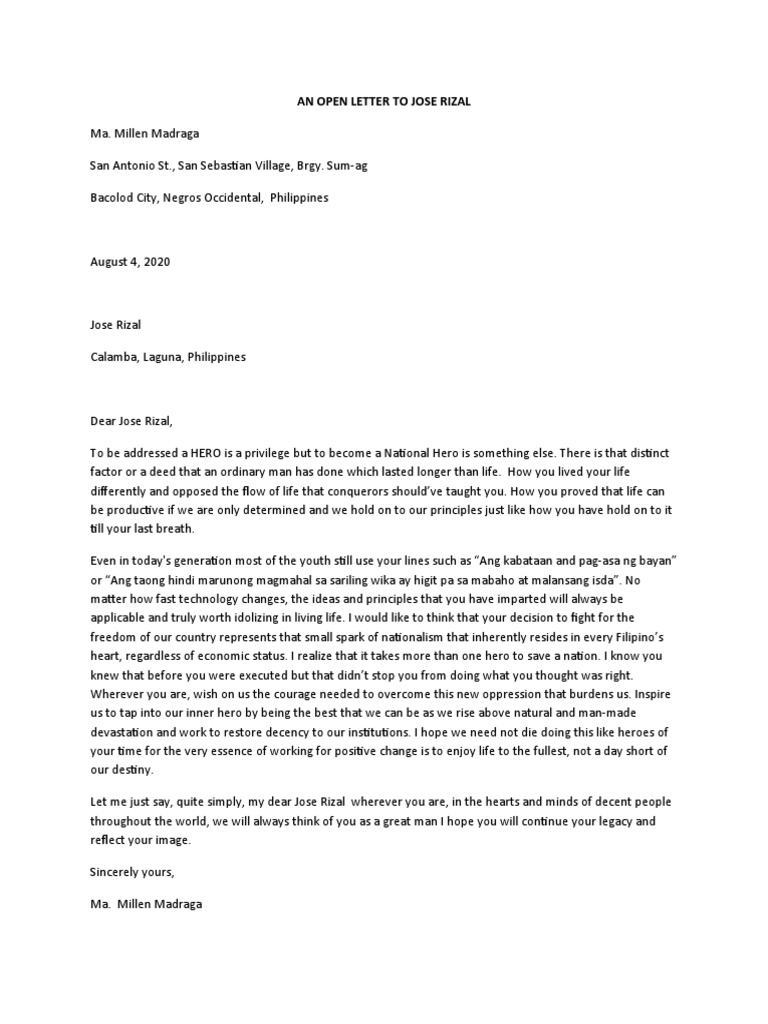 Rizal Open Letter | PDF