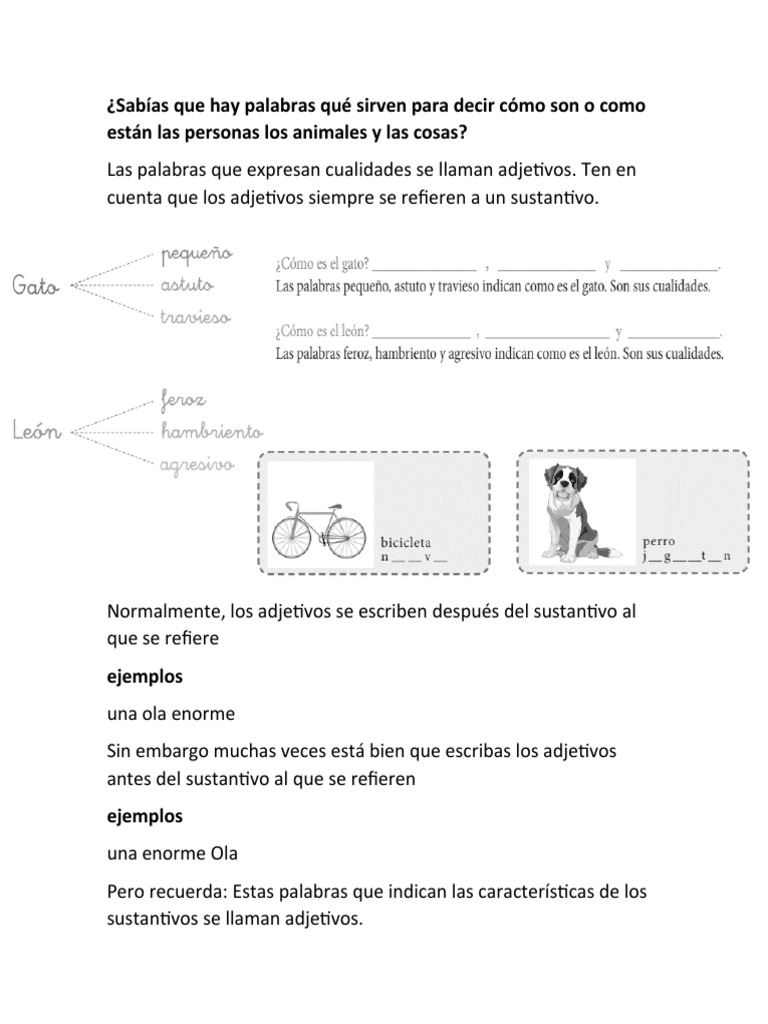 Sabías Que Hay Palabras Qué Sirven para Decir Cómo Son o Como Están Las ...
