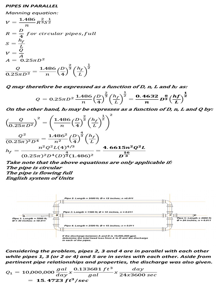 Pipes in Parallel | PDF | Fluid Dynamics | Motion (Physics)