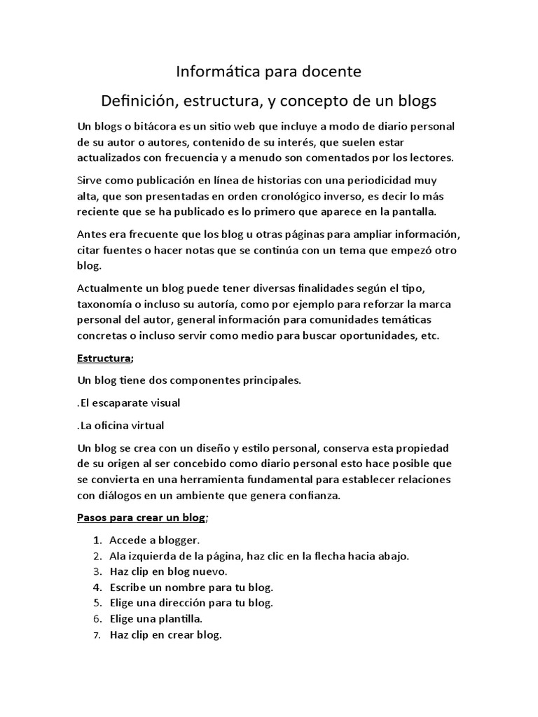 Definición y Estructura de un Blog | PDF