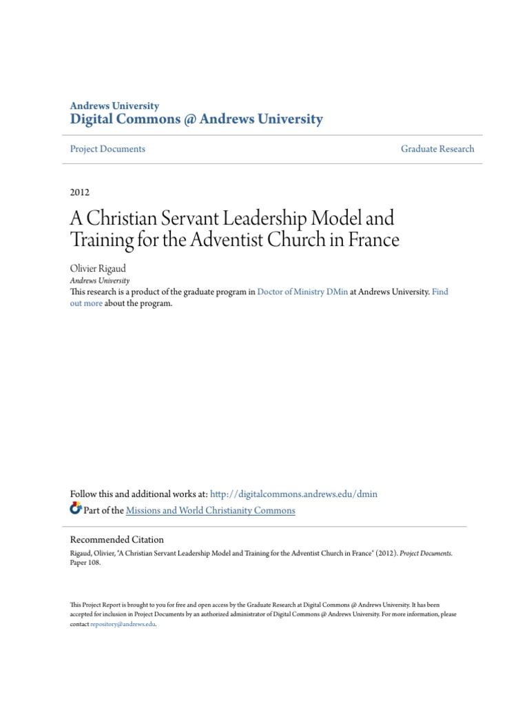 A Christian Servant Leadership Model and Training For The Adventi PDF ...