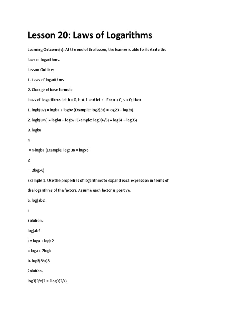Laws of Logarithms - SHS | PDF | Teaching Methods & Materials
