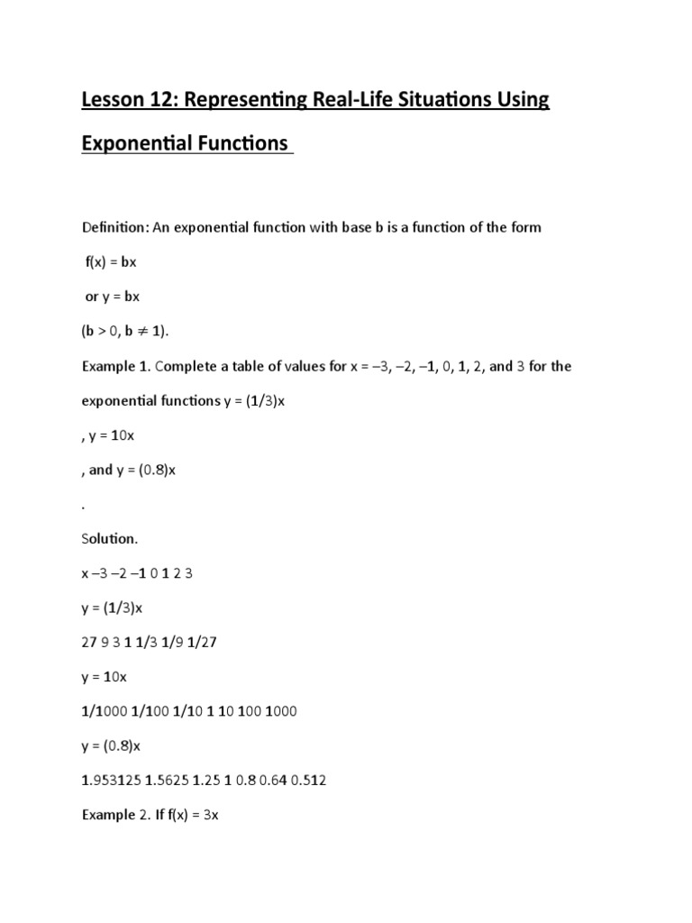Exponential Functions in Real Life | PDF | Exponential Function ...