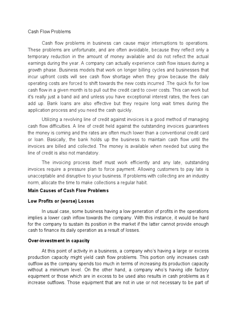 Cash Flow Problems | PDF | Credit | Finance & Money Management