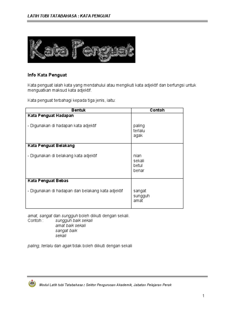 Latihan Kata Penguat untuk Tahun 4-6 | PDF