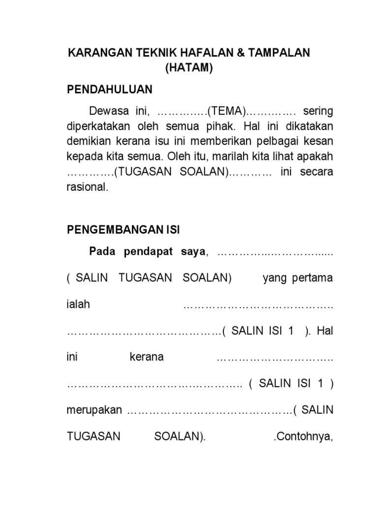 Teknik Karangan Hafalan dan Tampalan | PDF