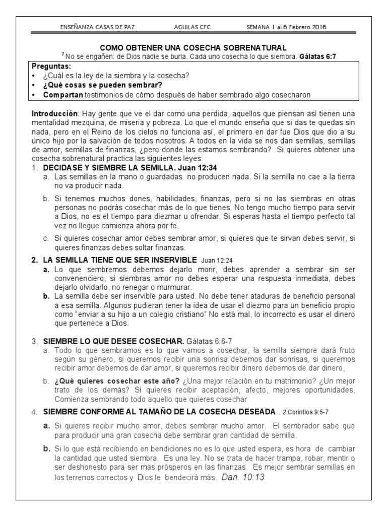 Como Sembrar Y Cosechar Abundatemente Pdf Cristo Título Amor