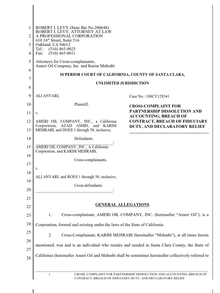 Cross-Complaint 3 | PDF | Partnership | Damages