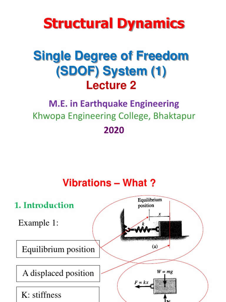 Lecture 2 SD Single Degree of Freedom (SDOF) System | PDF | Force | Quantity