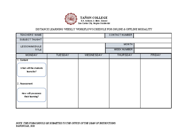 Distance Learning Workflow Schedule | PDF