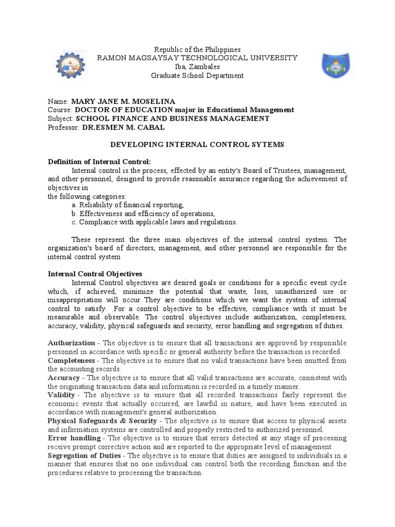 13 Developing Internal Control System | PDF | Internal Control | Audit