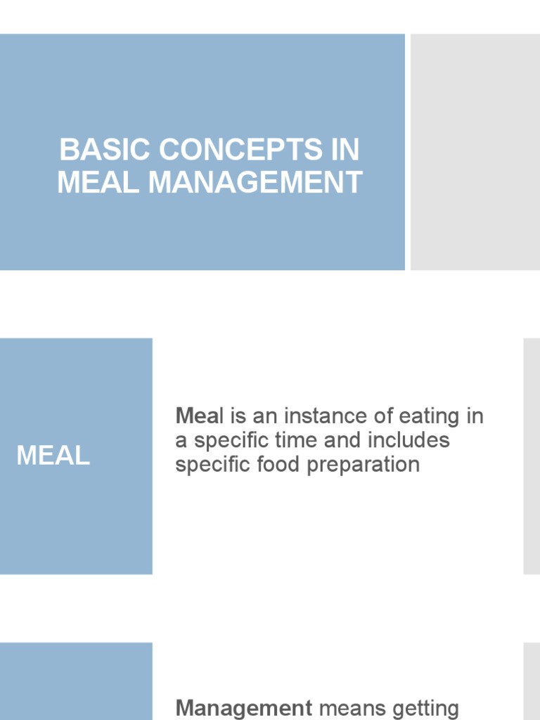 Basic Concepts in Meal Management | PDF | Meal | Value (Ethics)