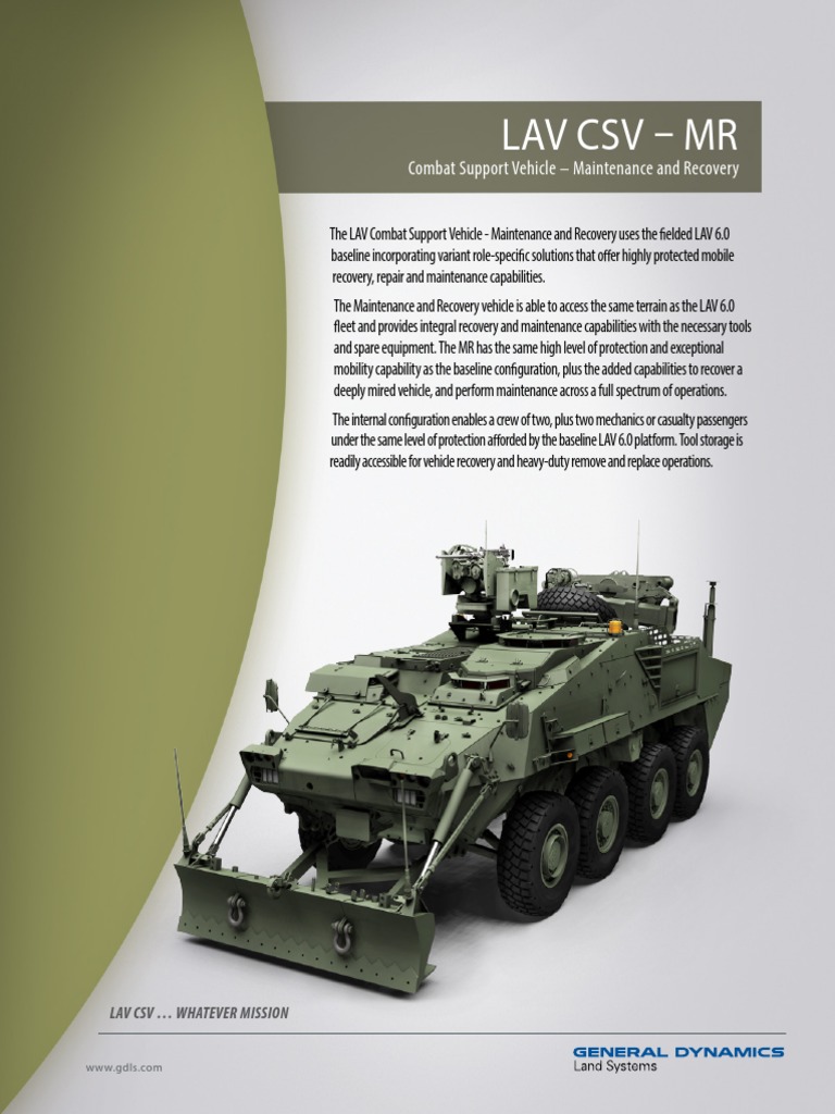 Lav CSV - MR: Combat Support Vehicle - Maintenance and Recovery | PDF ...