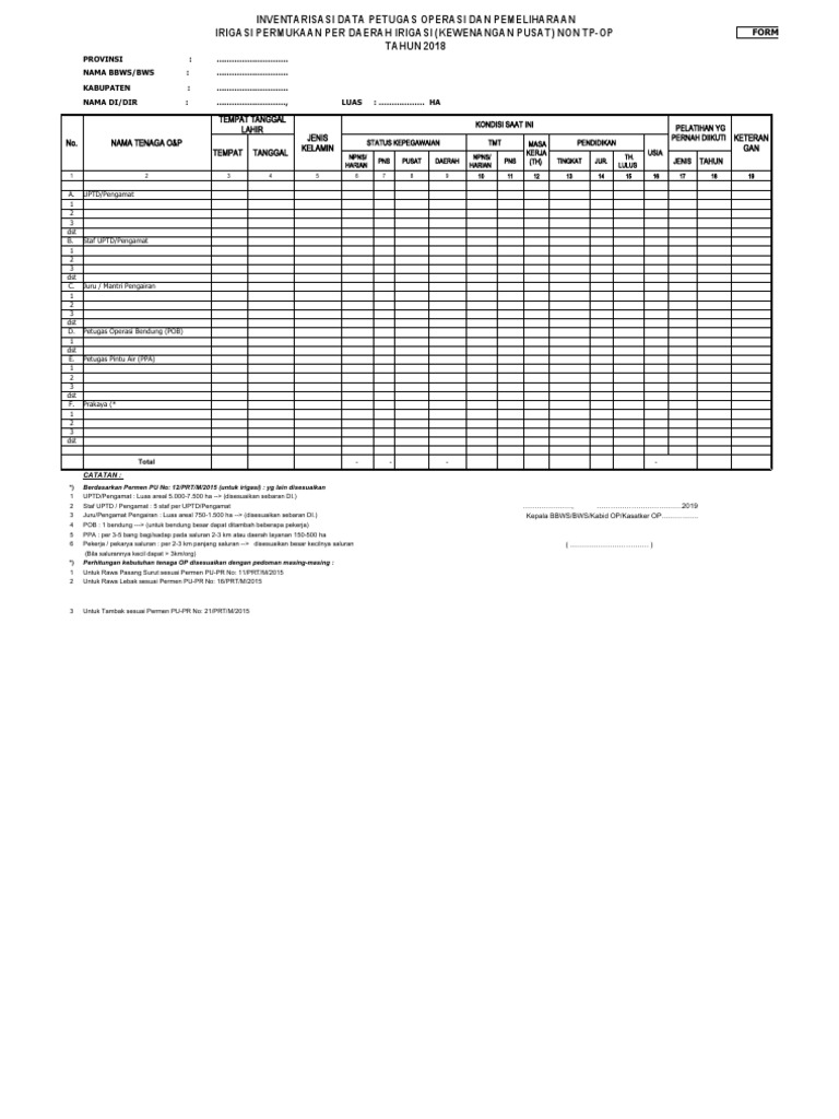 Form Inventarisasi 2020 | PDF