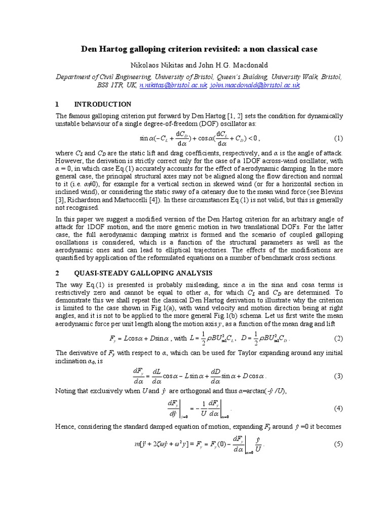 Modified Den Hartog Galloping Criterion | PDF | Geometry | Classical ...