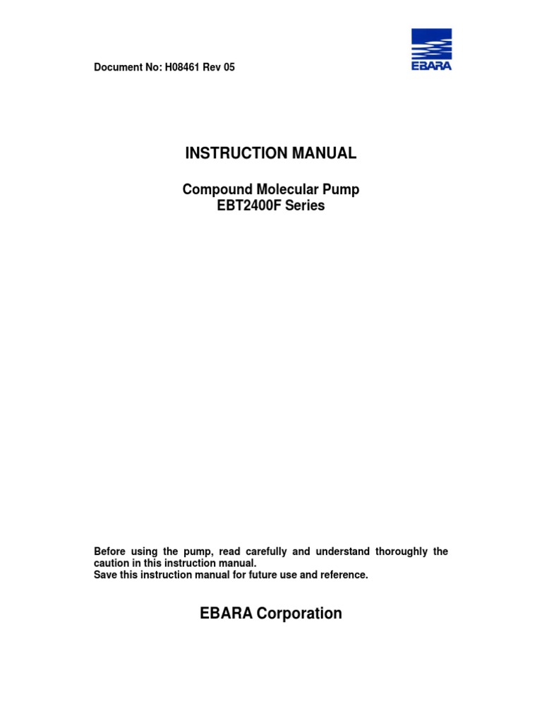 Ebara TMP Ebt2400f Manual PDF | PDF | Pump | Pipe (Fluid Conveyance)