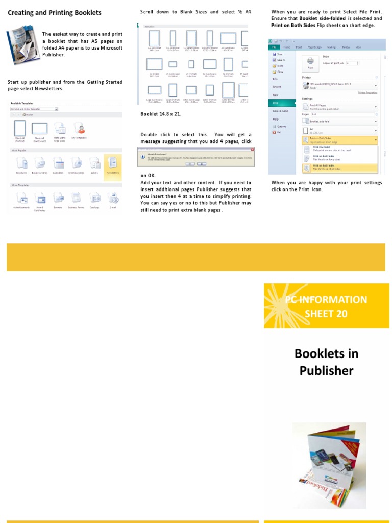 Creating and Printing Booklets: Print On Both Sides Flip Sheets On ...
