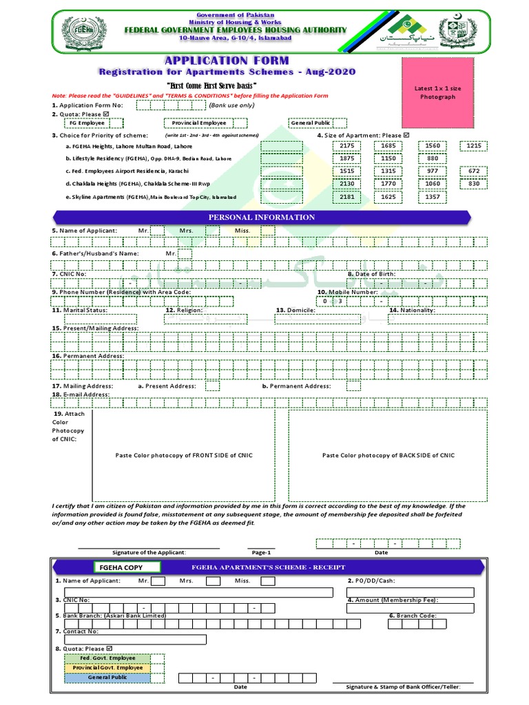 FGEHA Housing Scheme Application Form | PDF | Fee | Social Institutions