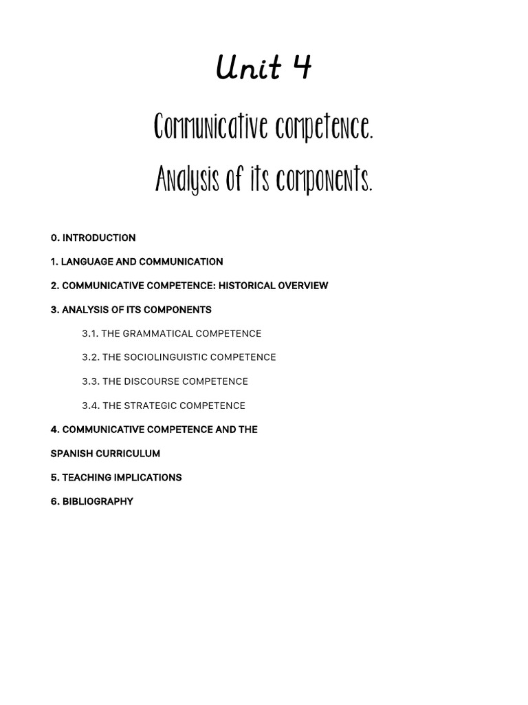 Communicative Competence. Analysis of Its Components.: Unit 4 | PDF | Second Language | Foreign ...