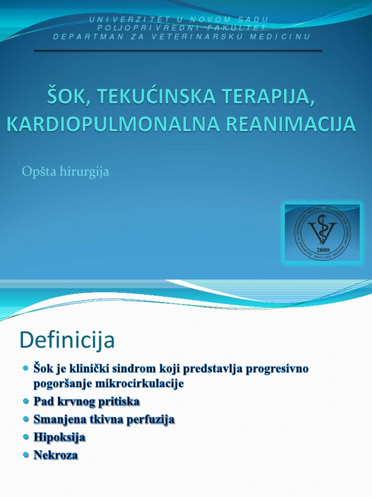Shock - Terapija Tečnostima Kardiopulmonalna Reanimacija PDF | PDF