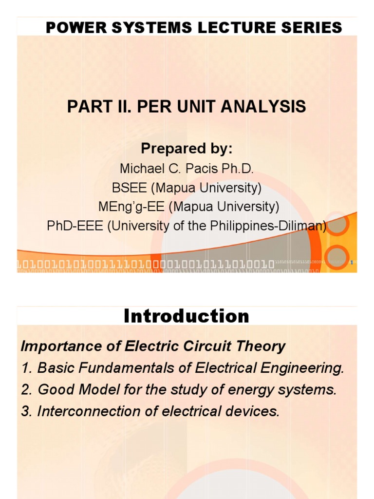 Lecture 3 Per Unit Systems 2018 PDF | PDF | Electrical Resistivity And ...