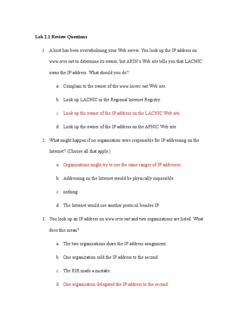 Chapter 2 Review Questions | PDF | Internet Protocol Suite | Computer ...