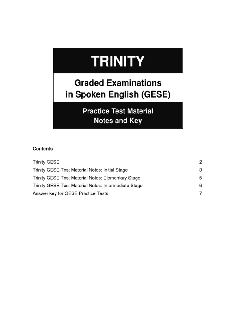 Trinity: Graded Examinations in Spoken English (GESE) | PDF | Question ...