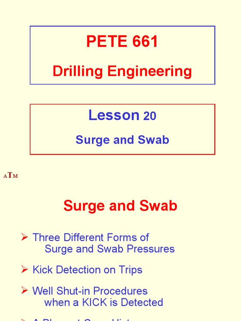 Surge and Swab | PDF | Blowout (Well Drilling) | Dynamics (Mechanics)