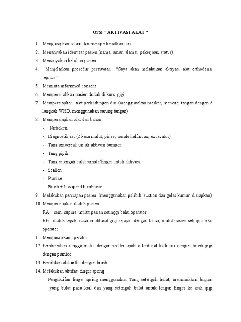 Aktivasi Alat Orto | PDF